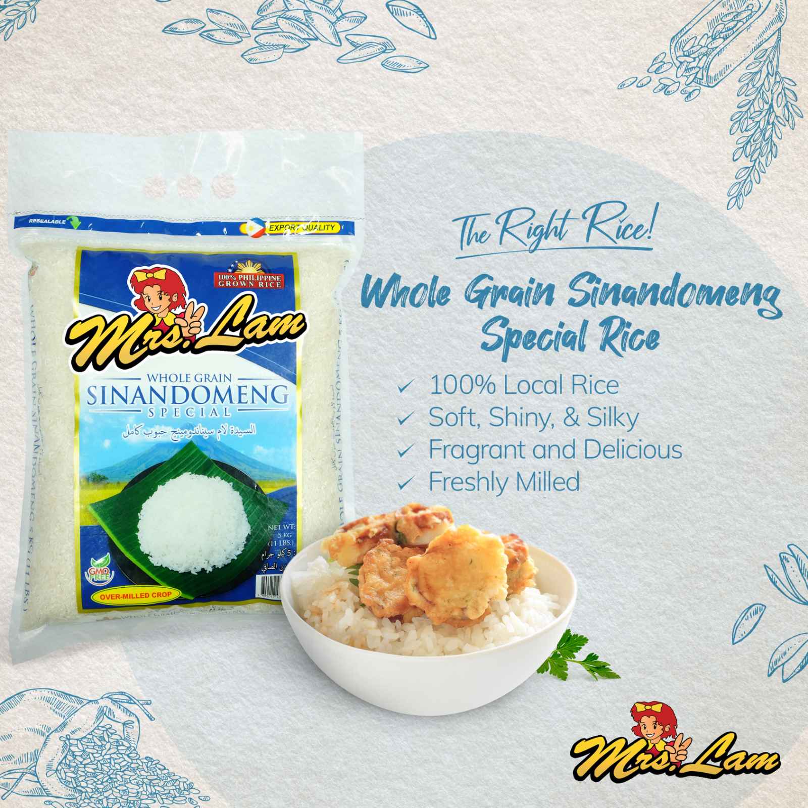 Mrs. Lam Whole Grain Sinandomeng Rice – Mrs Lam Rice